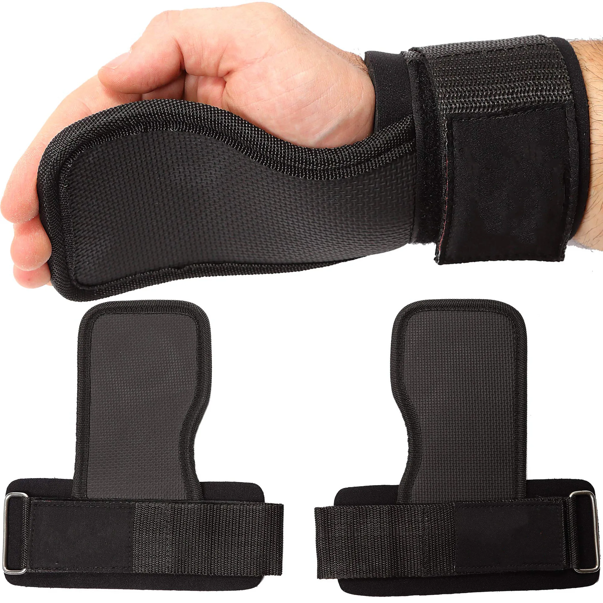 Weight-Lifting-Hand-Grips-Workout-Pads-with-with-Built-in-Adjustable ...