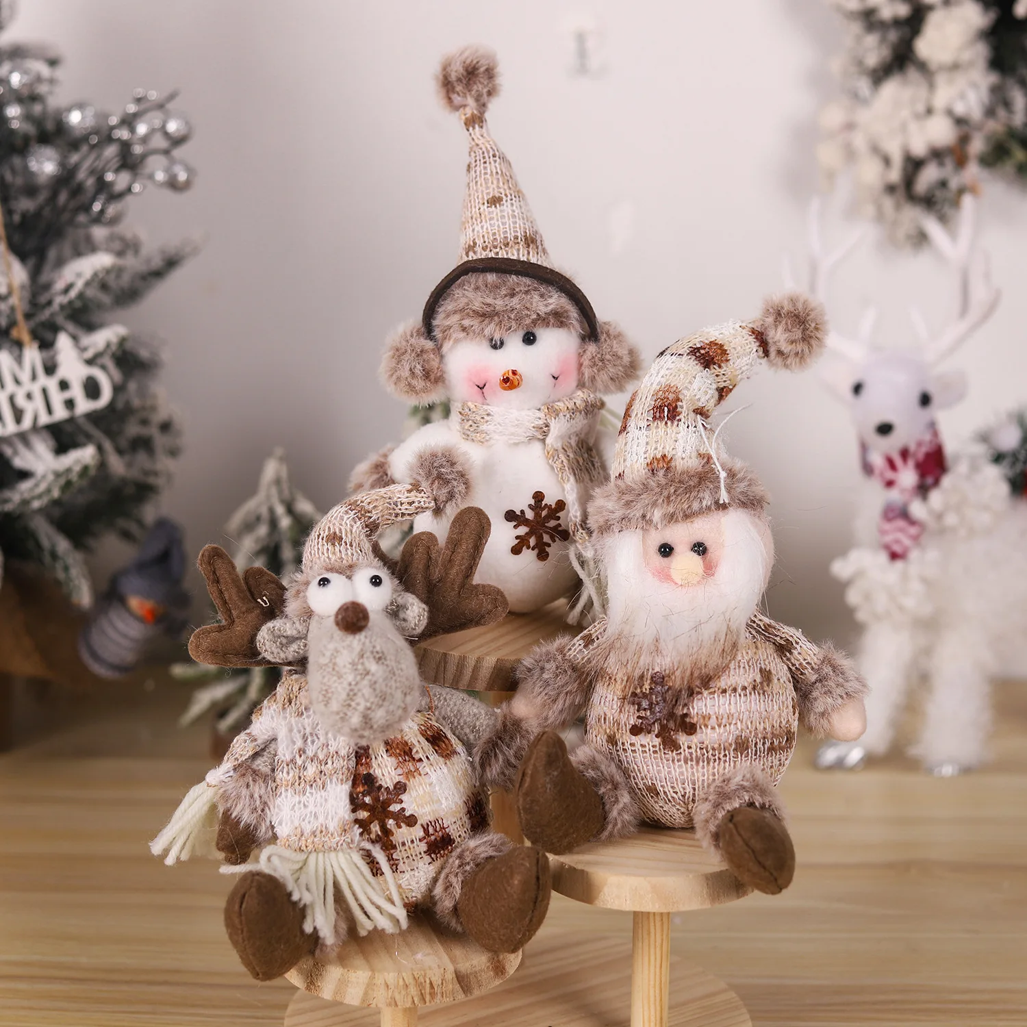 Santa-Claus-Snowman-Elk-Short-Leg-Knitted-Doll-Rudolf-Ornament-Dwarf ...