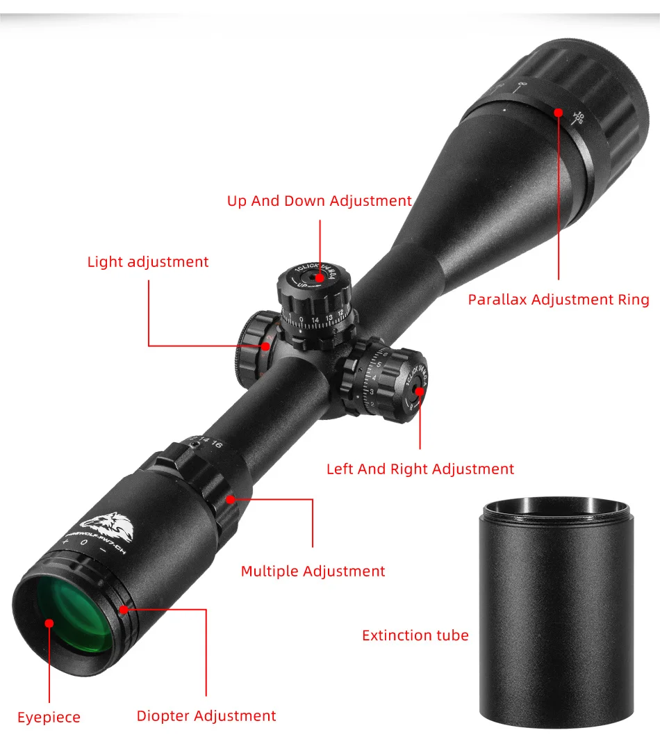 FIRE WOLF 4-16X50 Rifle Scope Tactical Optical Red Green Dot Sight ...