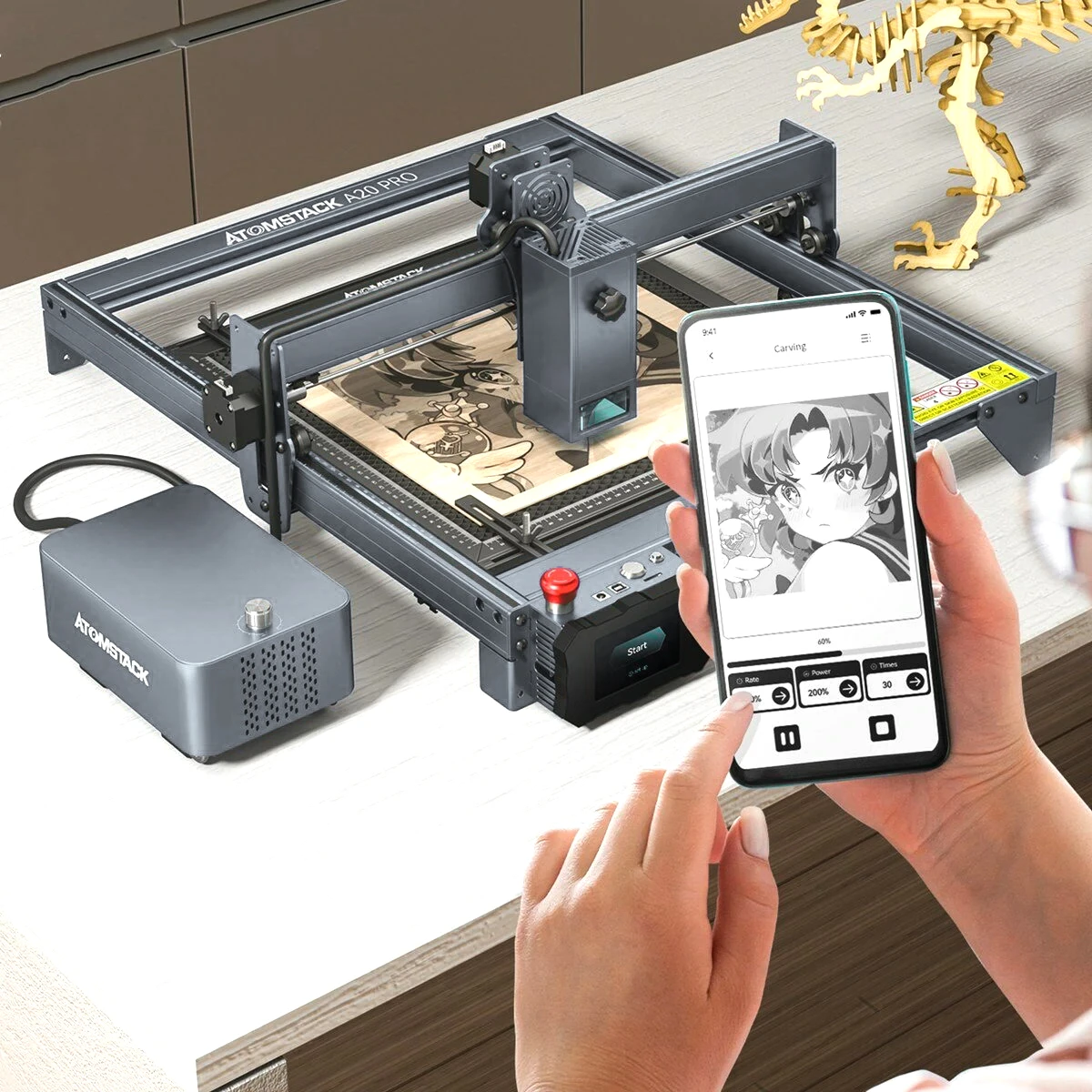 ATOMSTACK grabador X20 S20 A20 Pro de 130W, máquina de corte de grabado con láser cuádruple ...
