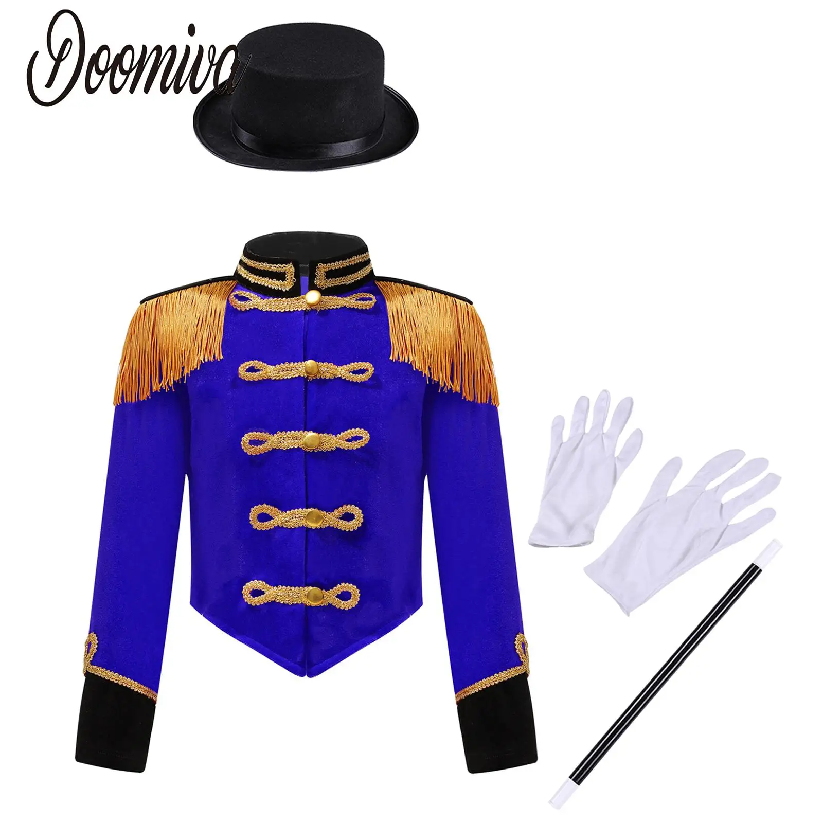 Kids-Boys-Circus-Outfits-Tassel-Red-Jacket-Coat-Ringmaster-Costumes ...