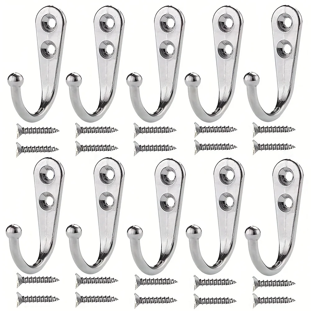 10-Pieces-Wall-Mounted-Hooks-Coat-Hooks-Robe-Hooks-Hangers-With-20 ...