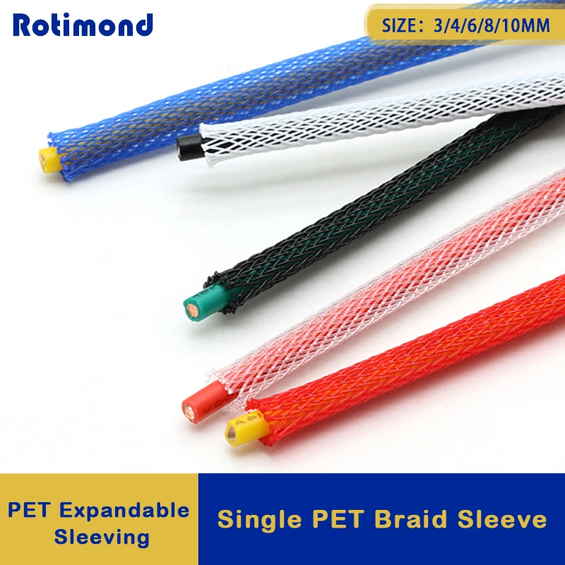 2-20M-Braided-Cable-Sleeve-3-4-6-8-10mm-Single-PET-Expandable-Nylon-USB ...