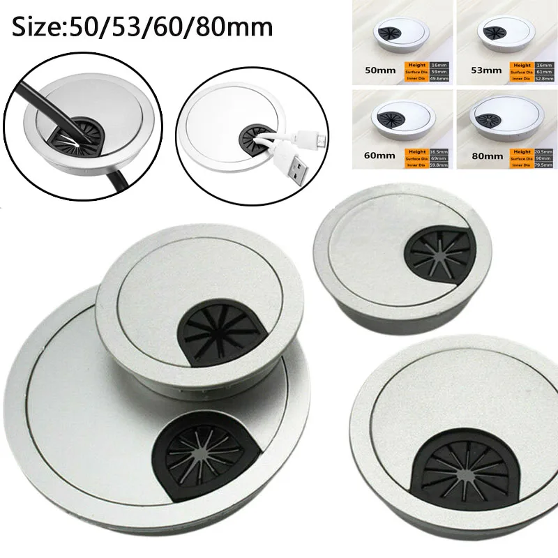 4-Sizes-50-53-60-80mm-Zinc-Alloy-Desk-Wire-Hole-Cover-Computer-Tidy ...