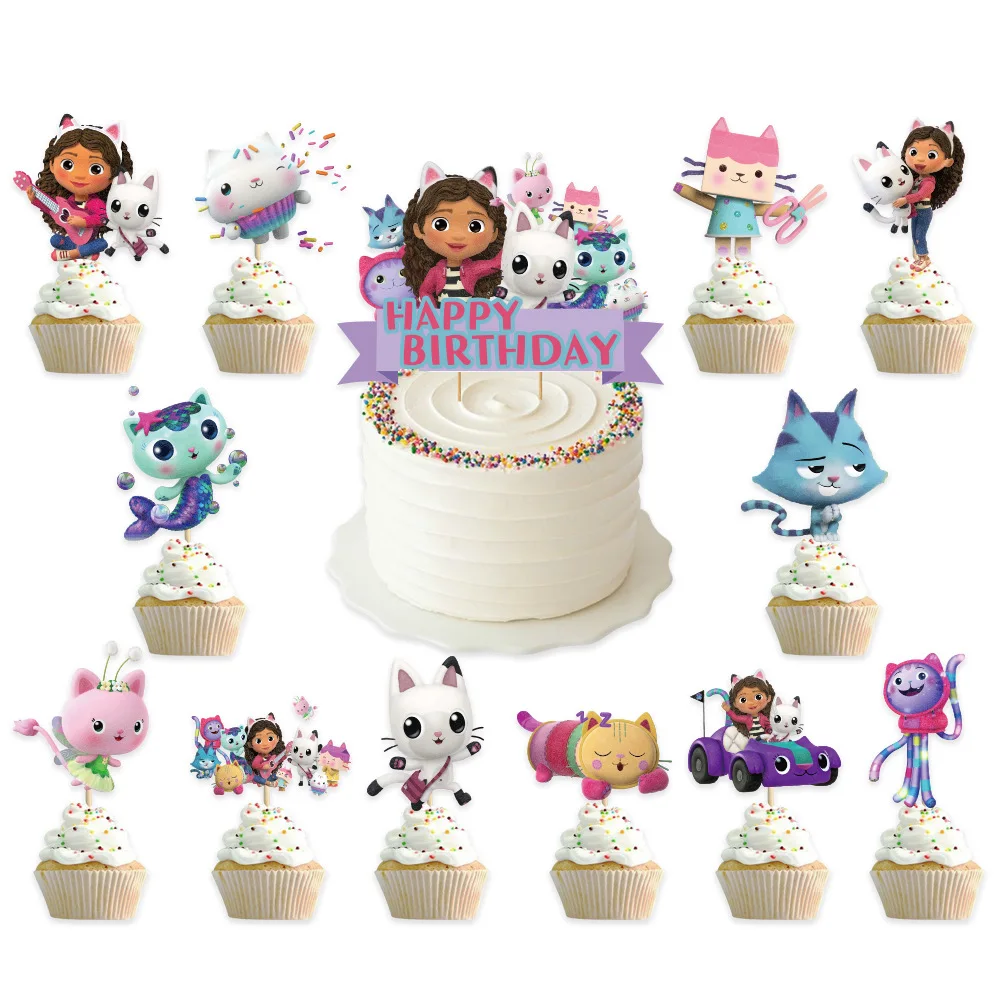Gabby Dollhouse Birthday Cake Topper Set Decorations Cat Theme Set ...