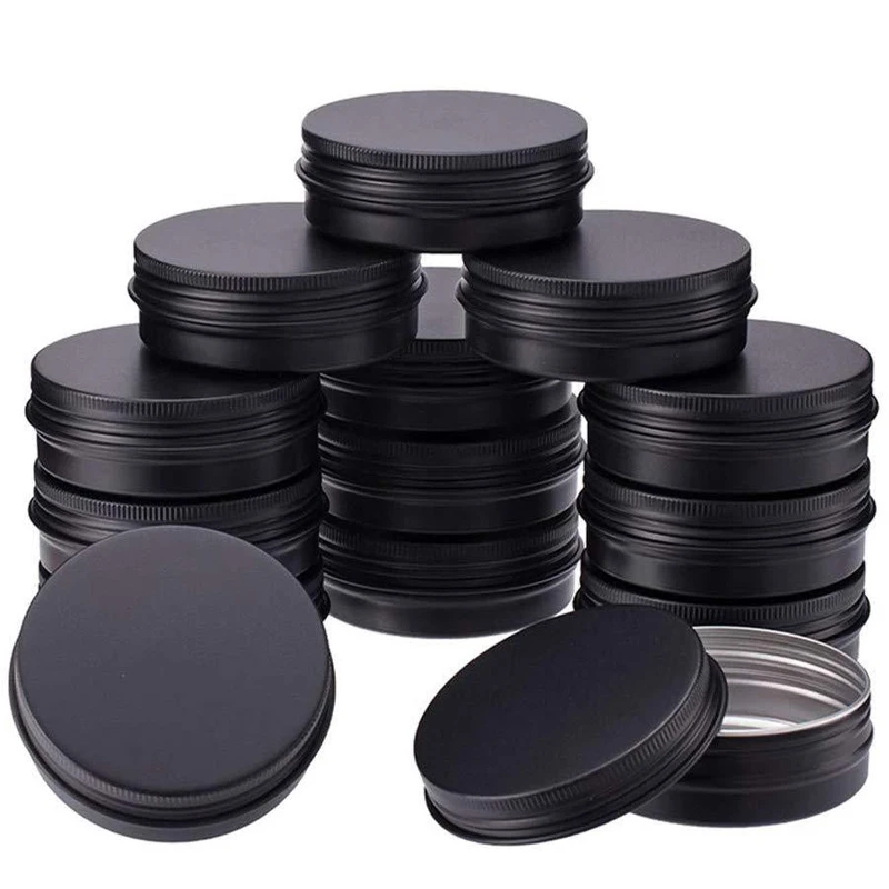 6/12/24/48pcs 80ml Aluminium Tin Box With Lid Black Metal Box Storage ...