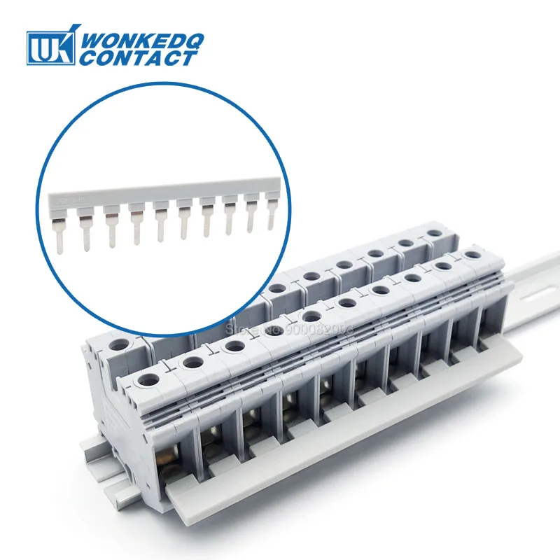 1Pc-EB-10-15-Jumper-Copper-10-Pole-UK-UIK-35-DIN-Rail-Terminal-Block ...