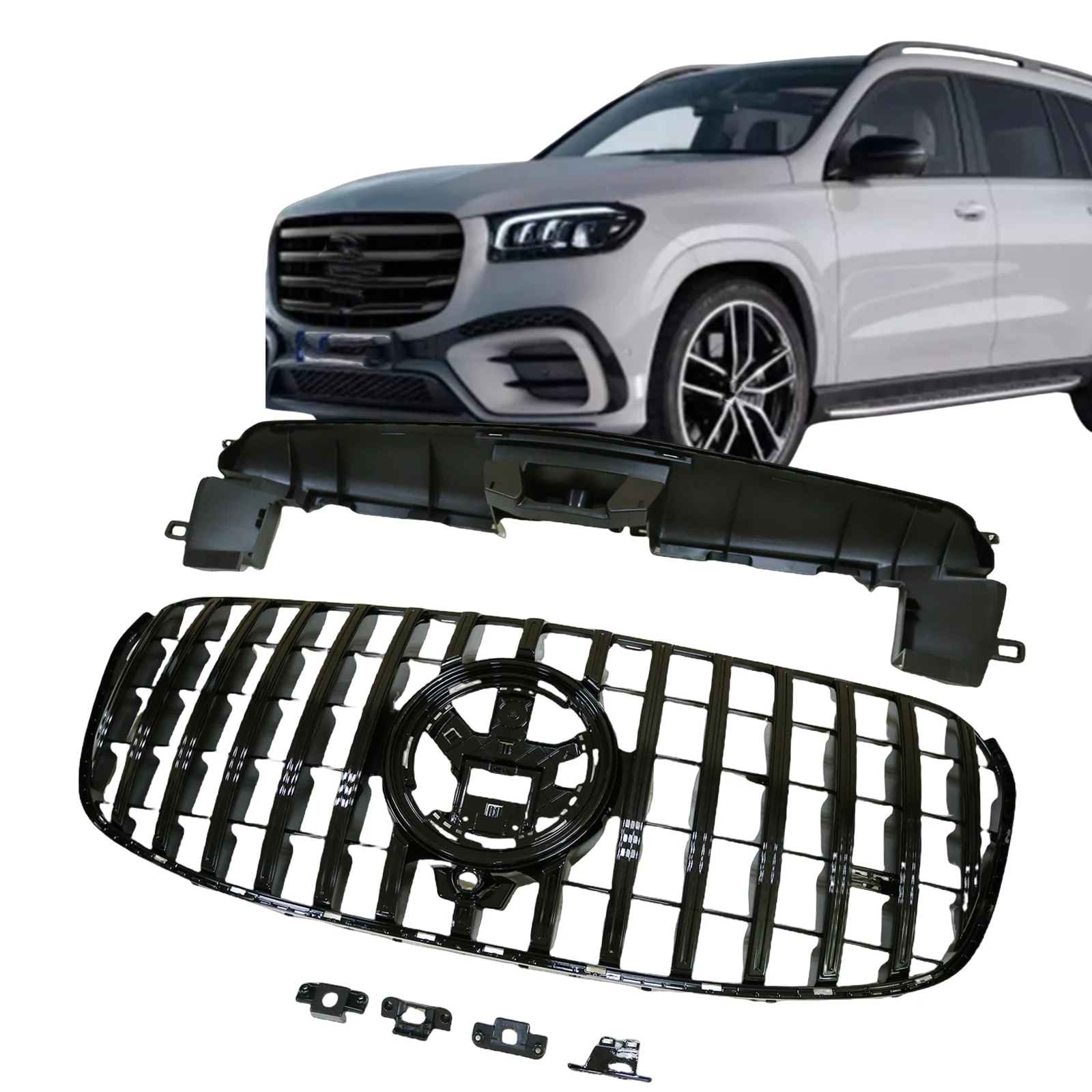 Upper-Grill-Front-Bumper-Grille-GT-Style-For-Mercedes-Benz-X167-GLS450 ...