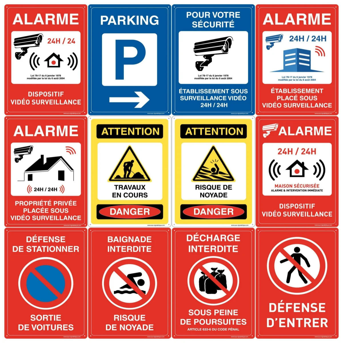 Panneau-de-signalization-aluminium-rigide-alarme-vid-o-acc-s-inter-dit ...