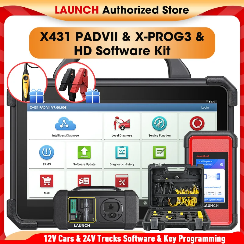 LAUNCH-Scanner-Most-Complete-Set-PADVII-X-PROG3-Trucks-Kit-Professional ...