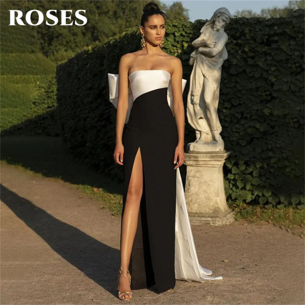 ROSES-vestido-de-noite-reto-at-o-ch-o-vestido-sexy-dividido-para-ocasi ...