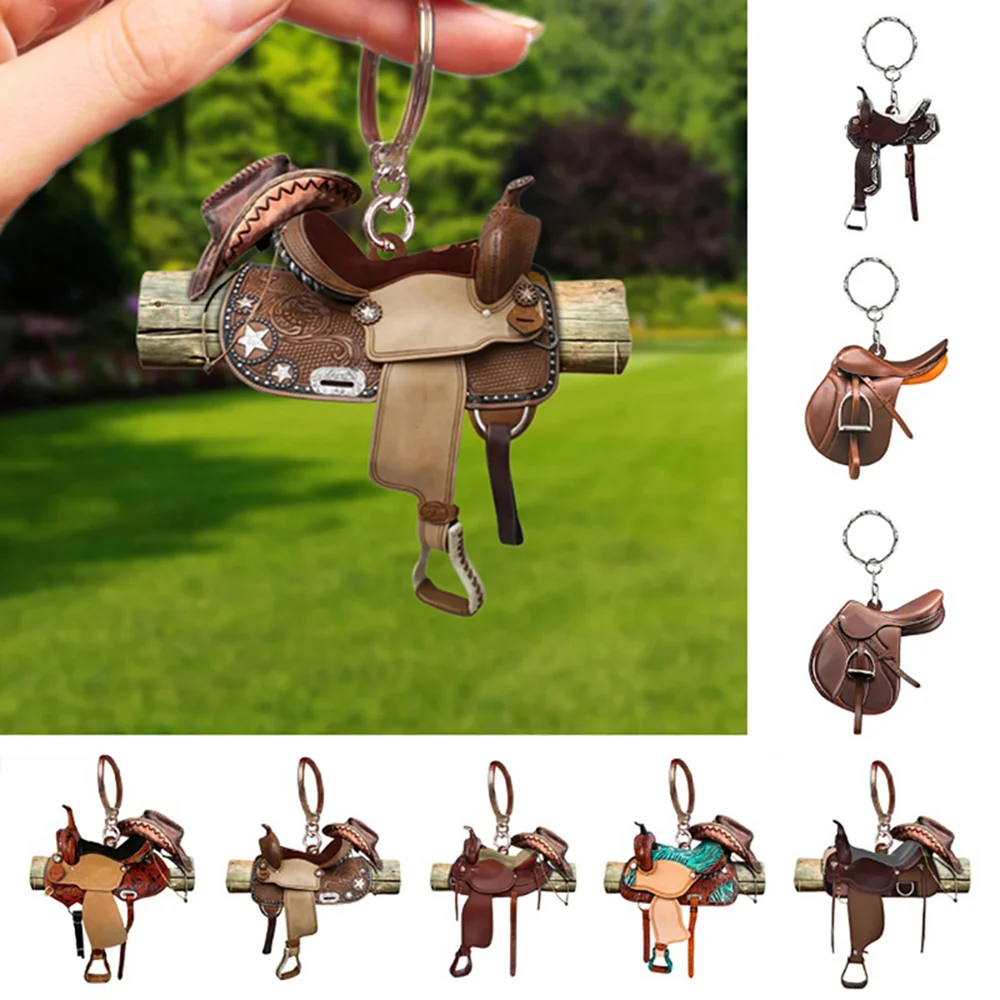 Horse Riding Shape Pendant Cowboy Saddle Keychain Decorative Pendants ...