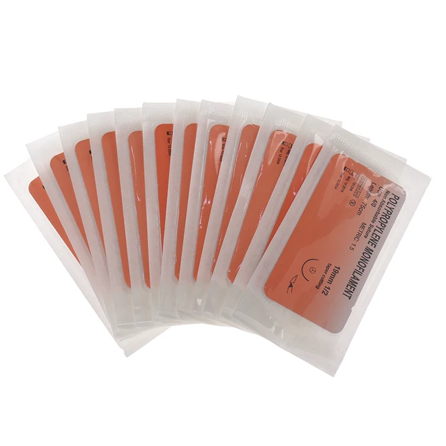12Pcs/Pack 4/0 Medical Needle Suture Nylon Monofilament Silk Braided ...