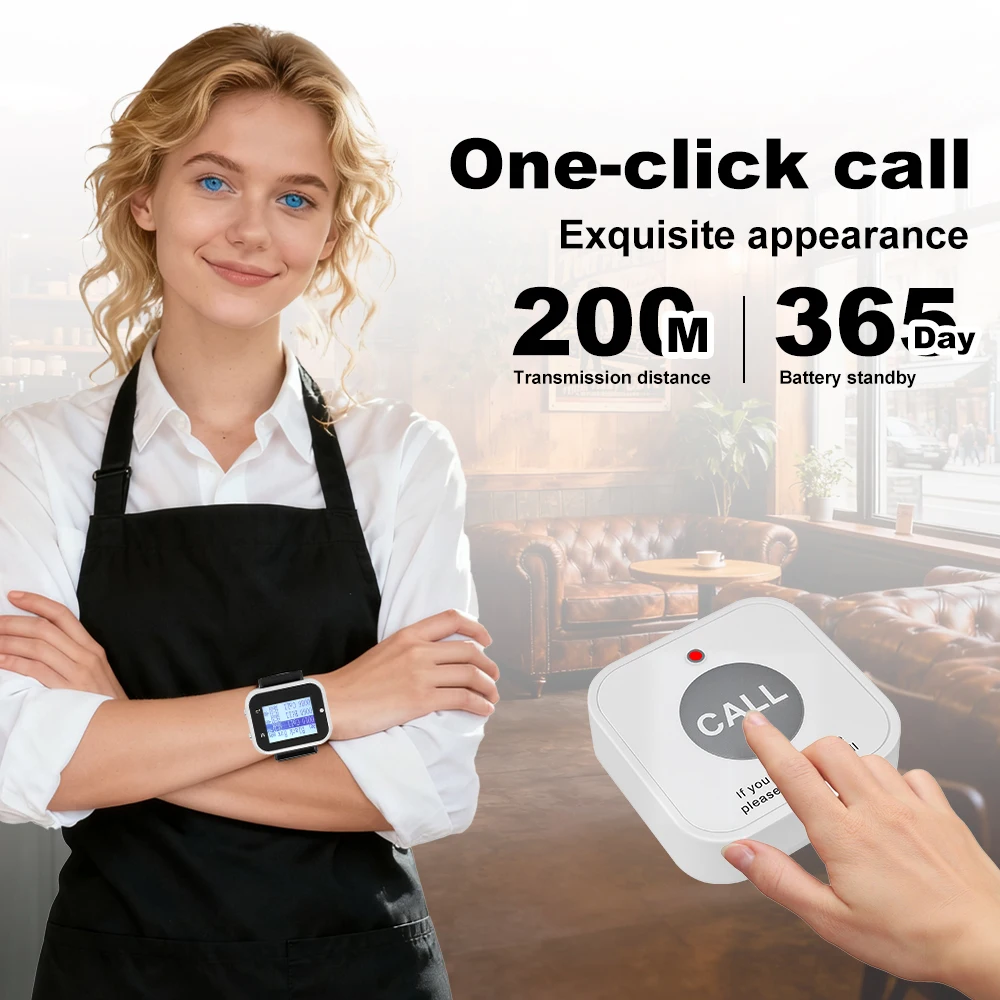 10 Customer Table Call Buttons Wireless Calling System Transmitter for ...