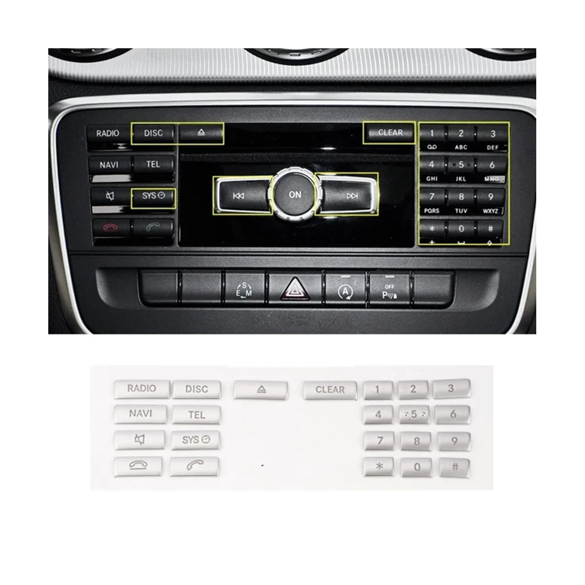 Car-Center-Console-Multimedia-CD-Panel-Button-Sticker-Trim-for-Mercedes ...