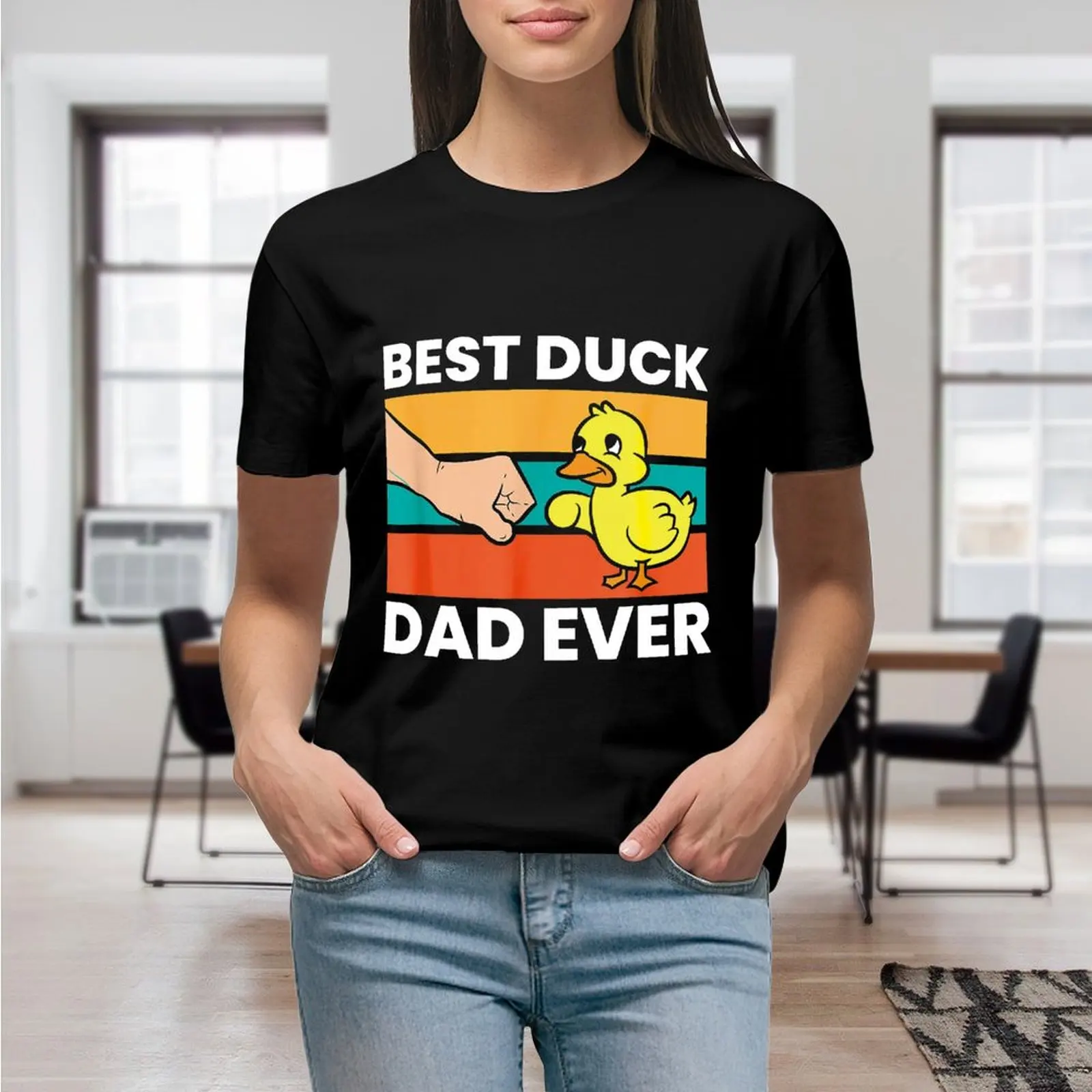 Best-Duck-Dad-Ever-Funny-Duck-Papa-Cotton-Women-Print-T-Shirt-Graphic ...
