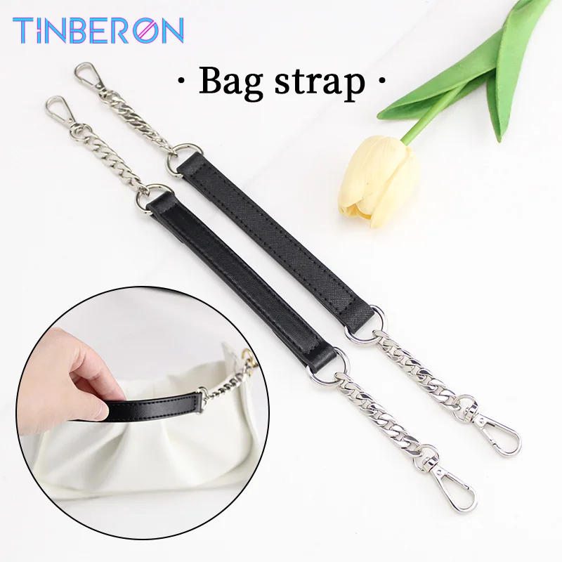 TINBERON-Bag-Chain-Strap-Handbag-Handle-Straps-Black-Leather-Strap ...