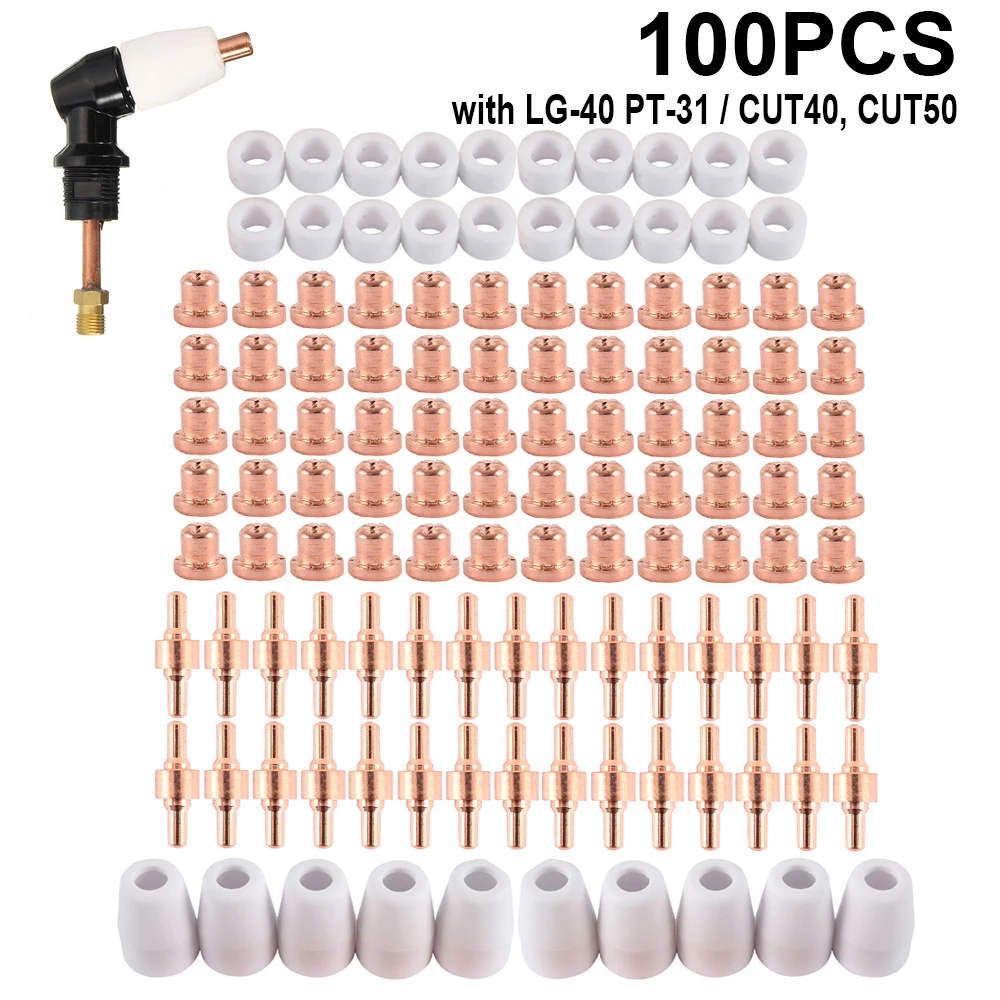 100Pcs-Plasma-Cutter-Tip-Electrodes-Tips-Cup-Extended-Consumables-Kit ...