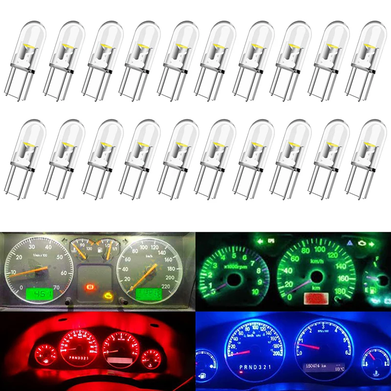 10PCS New T5 LED Super Bright Cob Lights Wedge Dashboard Gauge Car ...