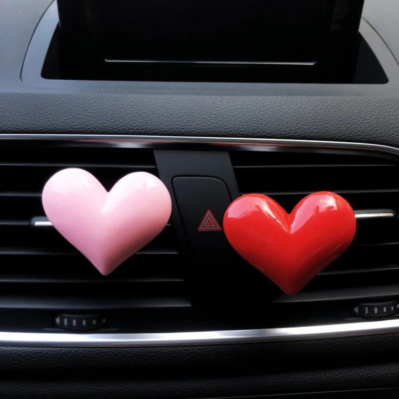 Red Heart Car Air Outlet Decorative Clip Car Perfume Lovely Heart Car ...