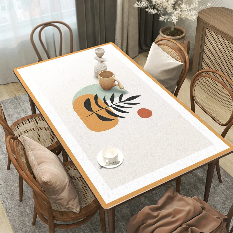 Leather tablecloth waterproof, oil resistant, wash free, and scald ...
