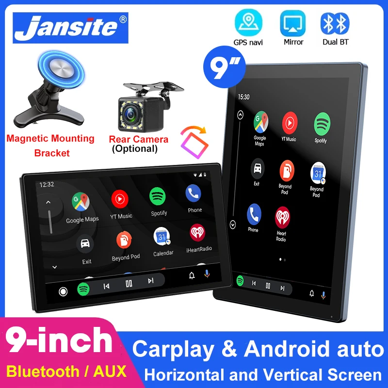 Jansite 9 インチ カーマルチメディアプレーヤー Carplay AI 音声コントロール IPS スクリーン GPS ナビゲーション ...