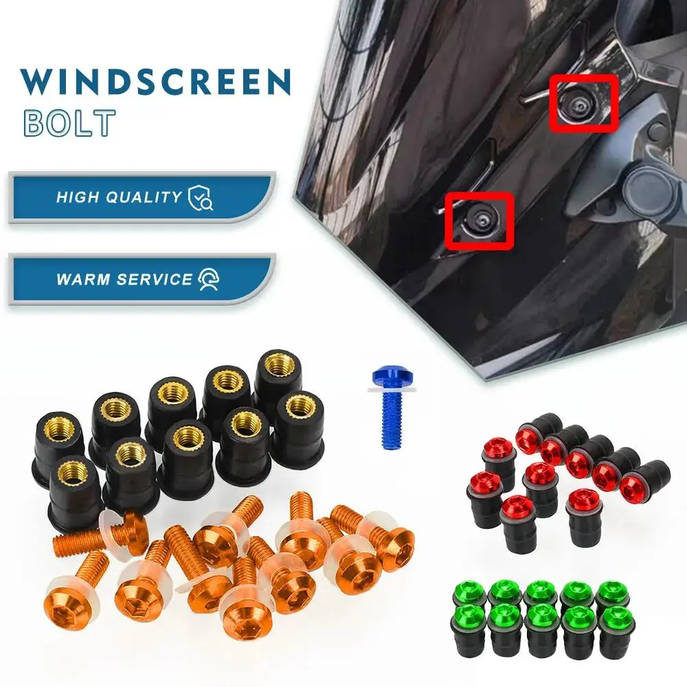 10-Pieces-5MM-Motorcycle-Windshield-Bolt-Windscreen-Mounting-Screw-Kit ...