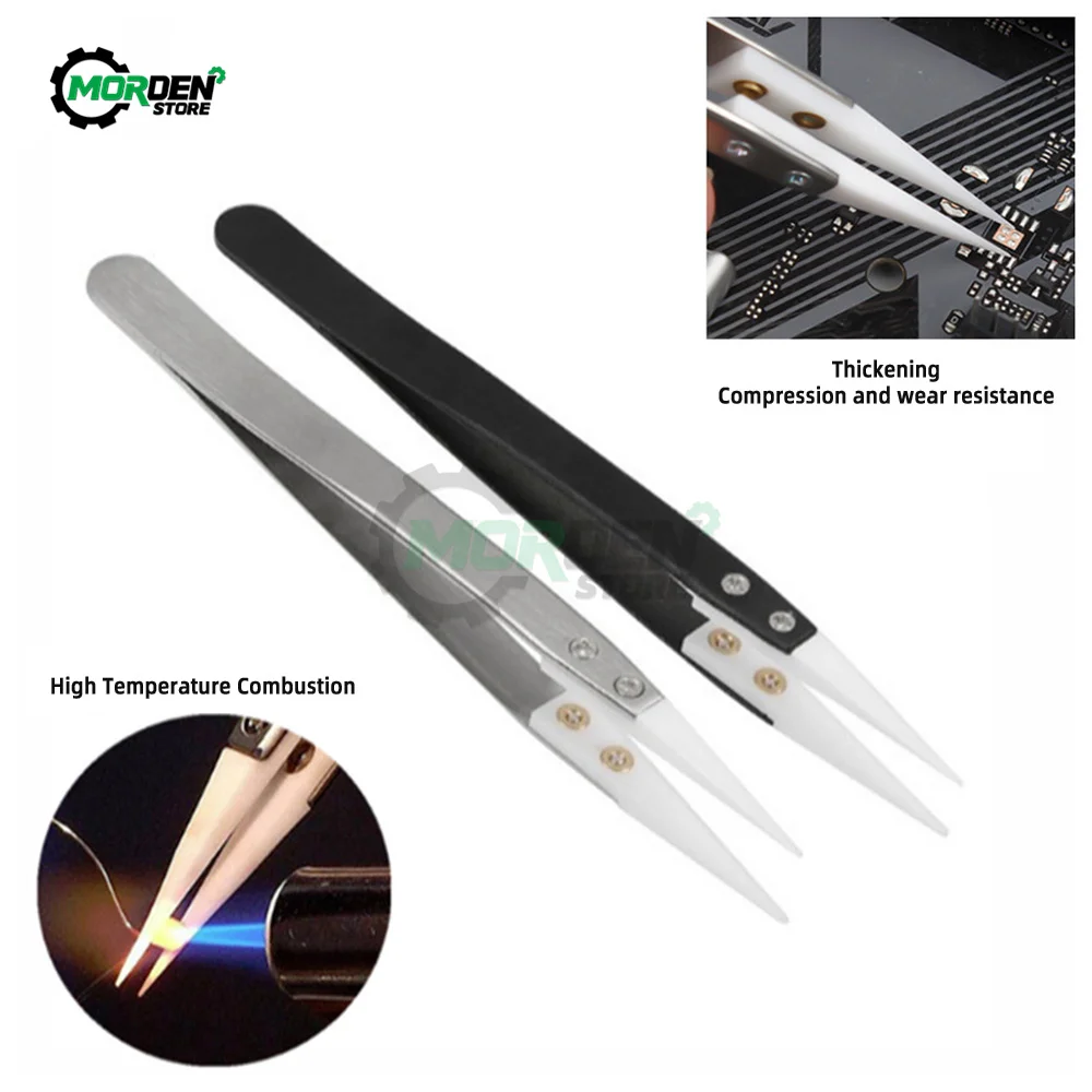 Stainless-Steel-Ceramic-Tweezers-Heat-Resistant-Non-Conductive-Ceramic ...