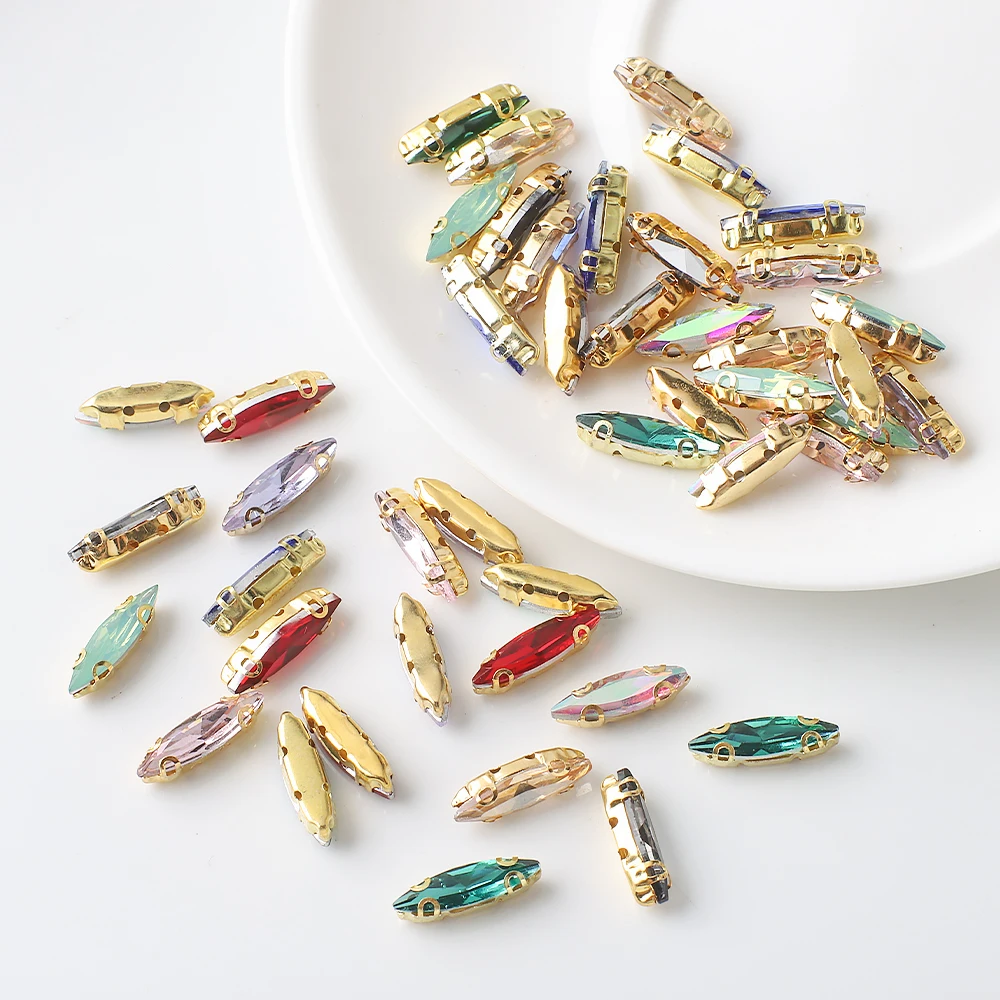20pcs-Mix-Color-Sew-On-Rhinestones-Gold-Flatback-Claw-Crystal-Stones ...