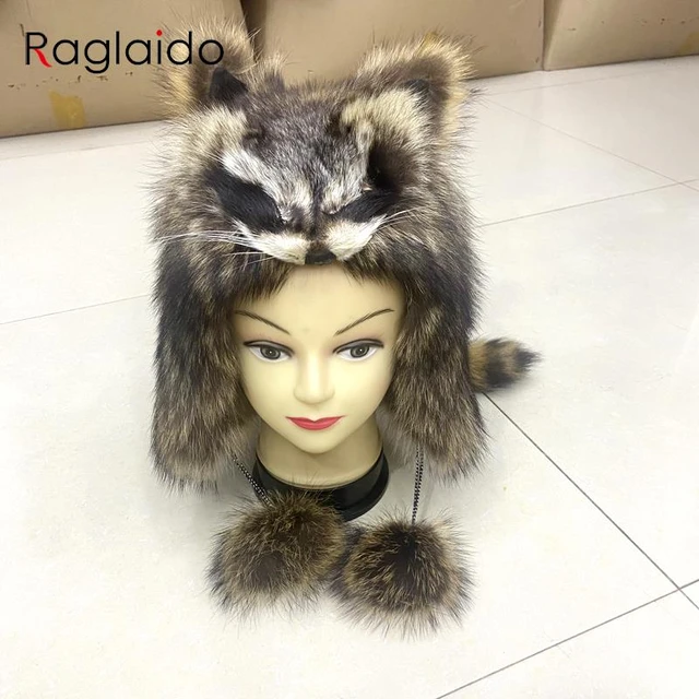 Faux Raccoon Tail Hat