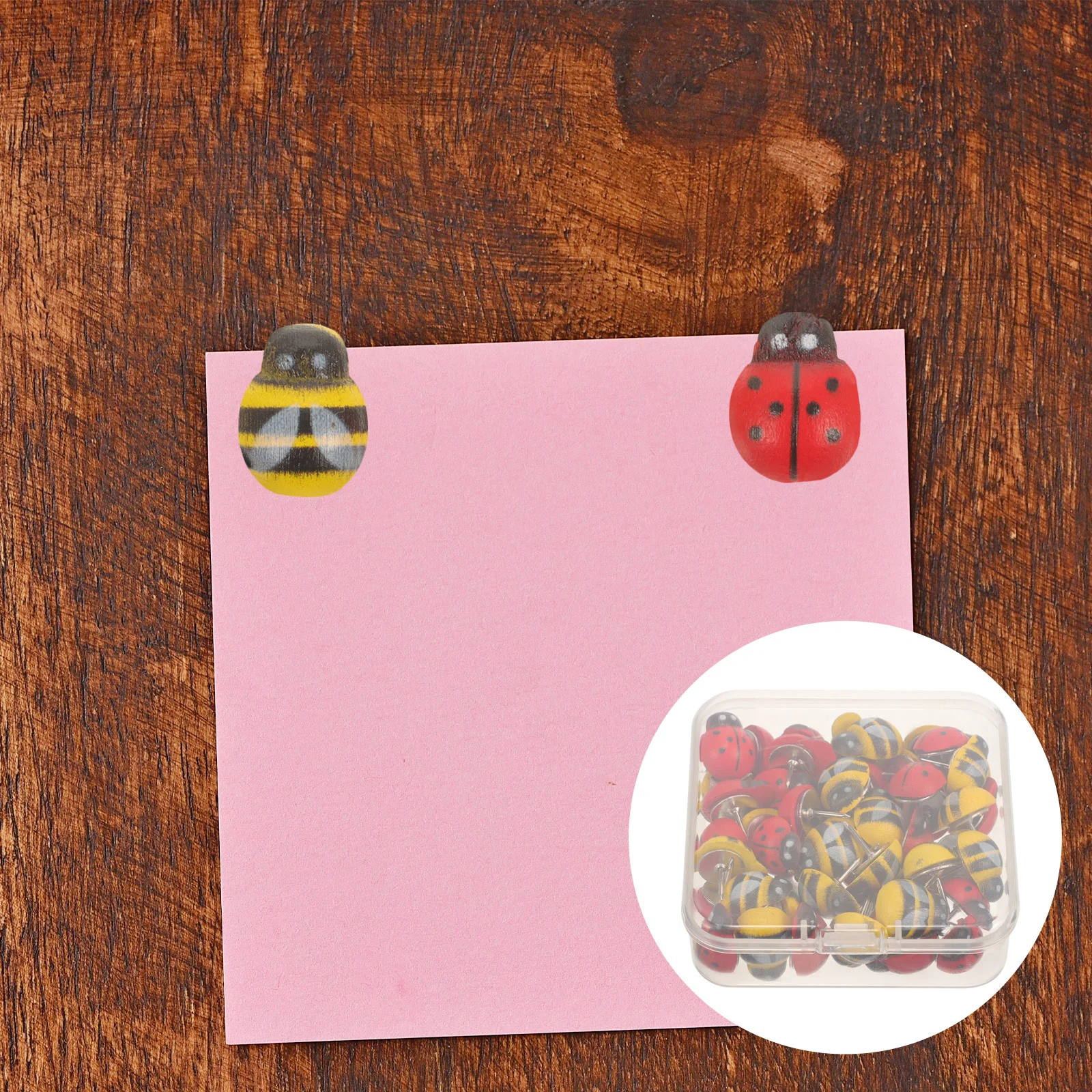 Wood-Animal-Push-Pins-for-Cork-Boards-50-Cute-Bee-and-Ladybug-Thumb ...