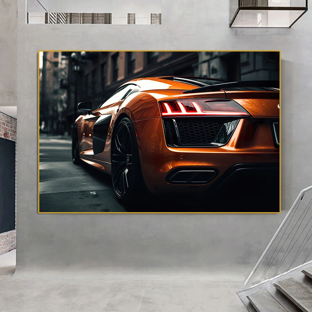 Supercar-R8-Racing-Tail-Lights-Poster-And-Print-Modern-Luxury-Racing ...