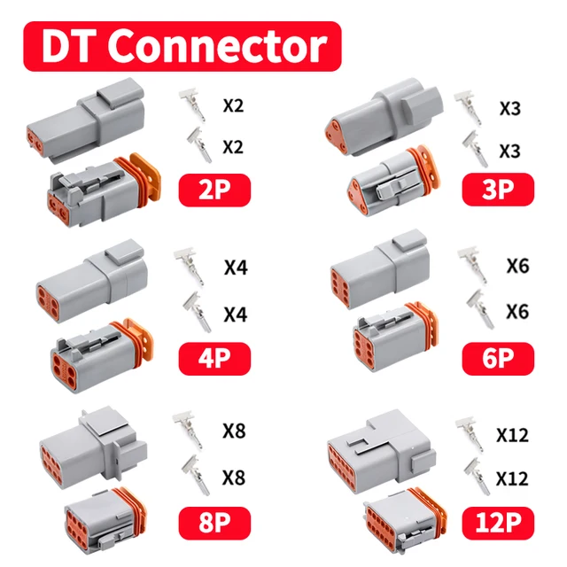 5/10/20Sets Deutsch DT Waterproof Connector Electrical Wire Socket Plug For Car 2P/3P/4P/6P/8P ...