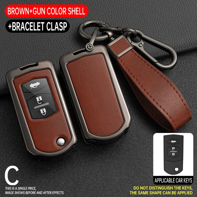 2-3-Buttons-Zinc-Alloy-Car-Flip-Key-Case-Cover-Shell-Holder-For-Mazda-3 ...