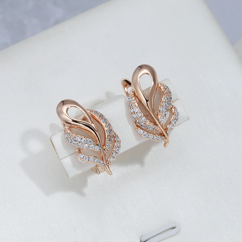 Luxury-Full-White-Zircon-English-Lock-Clip-Earrings-For-Women-585-Rose ...