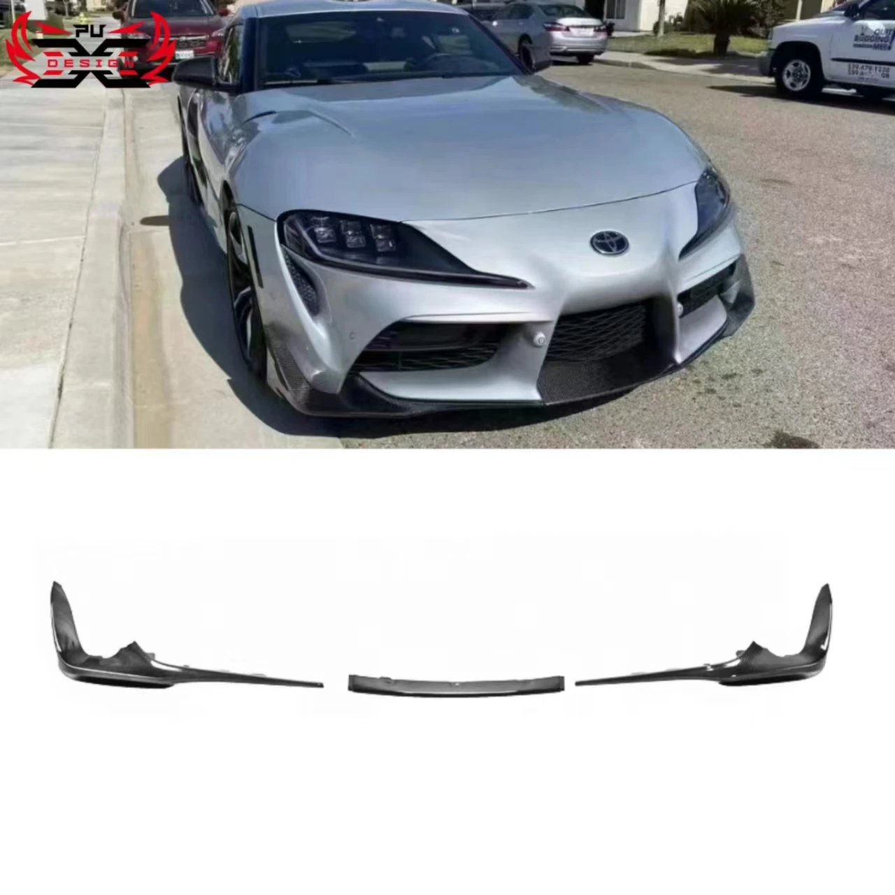 TRD Style Front Lip Spoiler Carbon Fiber Front Splitter Bumper Spoiler ...