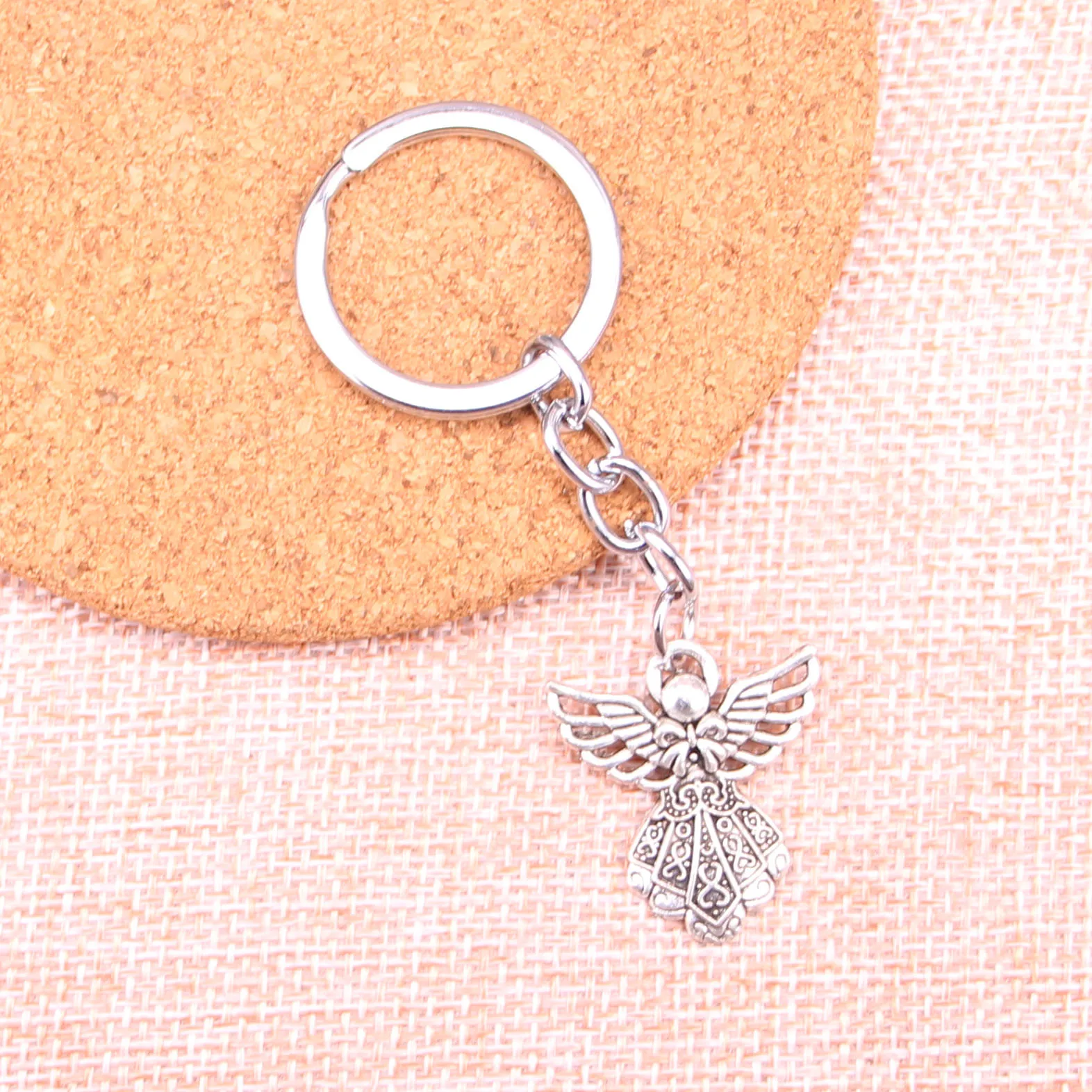 20pcs guardian angel Keychain 26*23mm Pendants Car Key Chain Ring ...