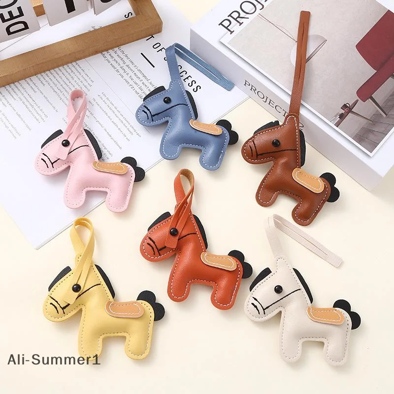 Cartoon PU Leather Brown Pony Charms Keychain Pendant Women Keyring ...
