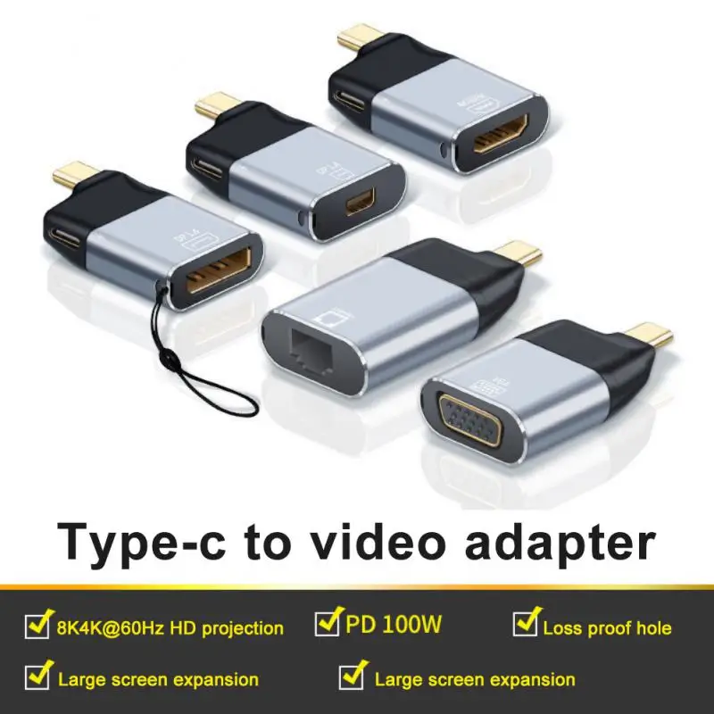 mini USB Adapter Type-C to HDMI-compatible/Dp/Mini Dp/Vga/RJ45 PD 100W ...