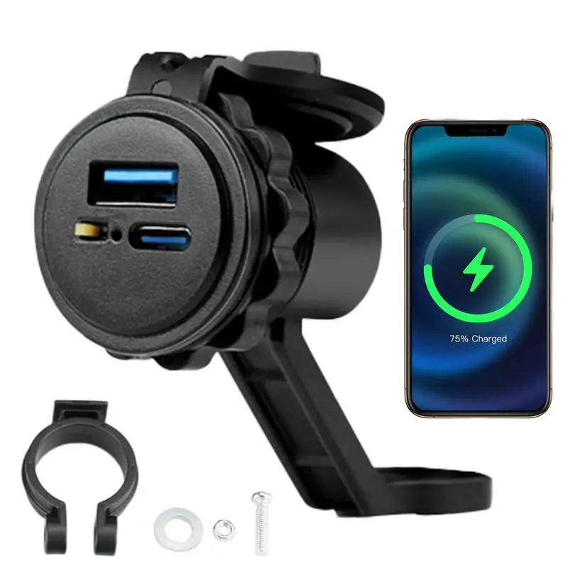 Motorcycle-USB-Charger-Motorcycle-USB-Socket-Quick-Charge-Phone-Holder ...