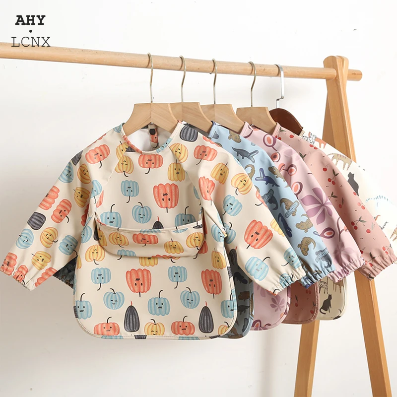 Waterproof-Baby-Bibs-Long-Sleeves-Feeding-Cloth-Boy-Girls-Painting ...