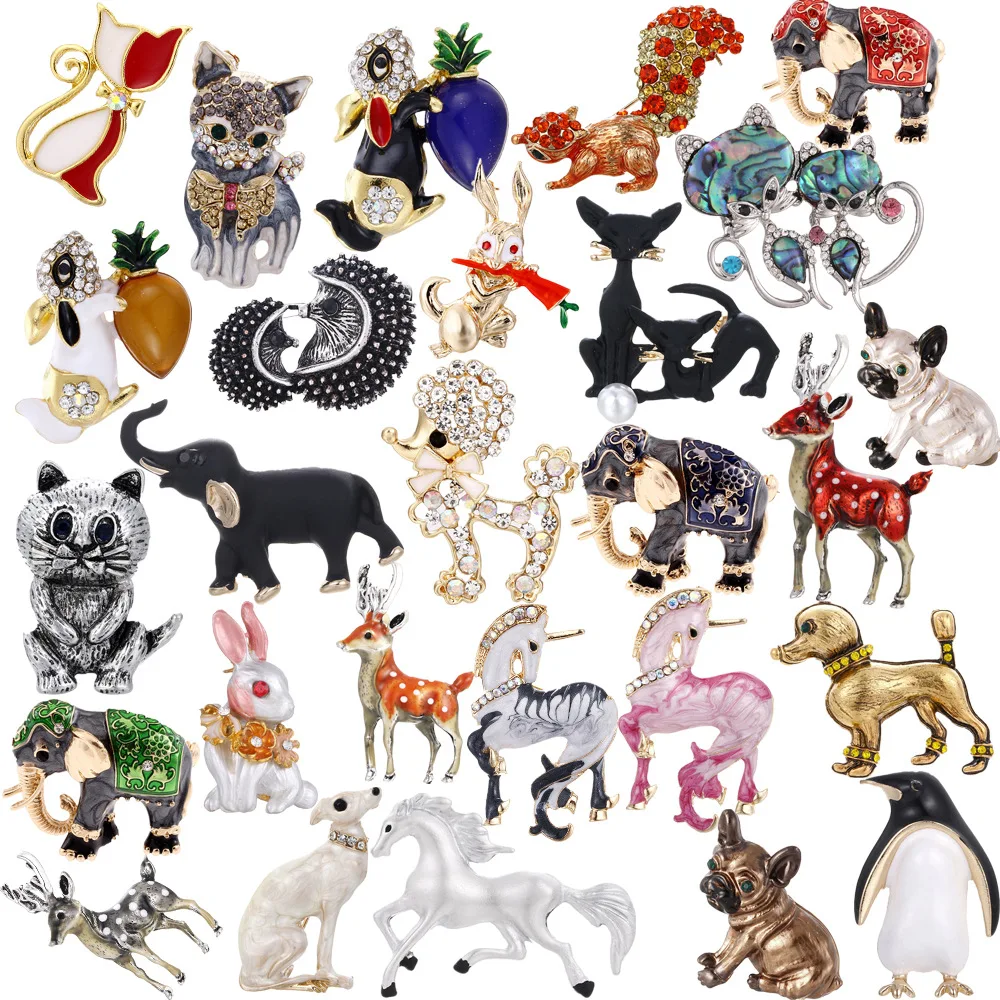 New-Luxury-Crystal-Animal-Rabbit-Dog-Brooches-For-Women-Men-Enamel ...