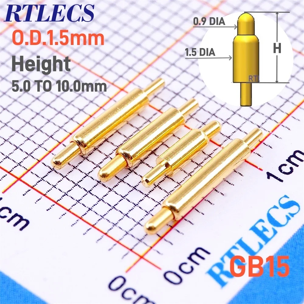5/20/50 Pcs Pogo Pin Connector OD 1.5 Battery Spring Loaded DIP 5 5.5 6 ...
