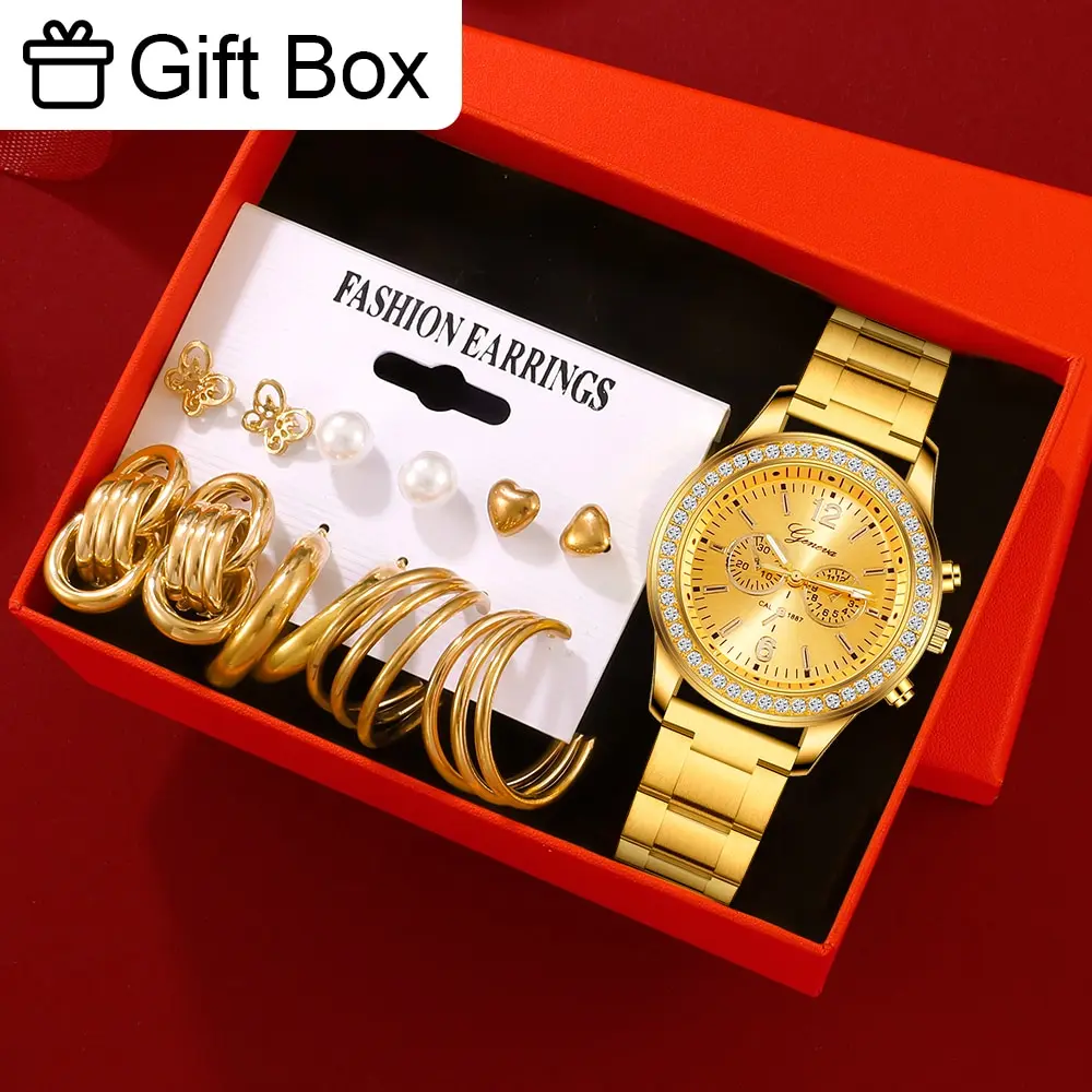 13PCS Set Women Gift Box Watch Female Clock Luxury Brand Design Women ...