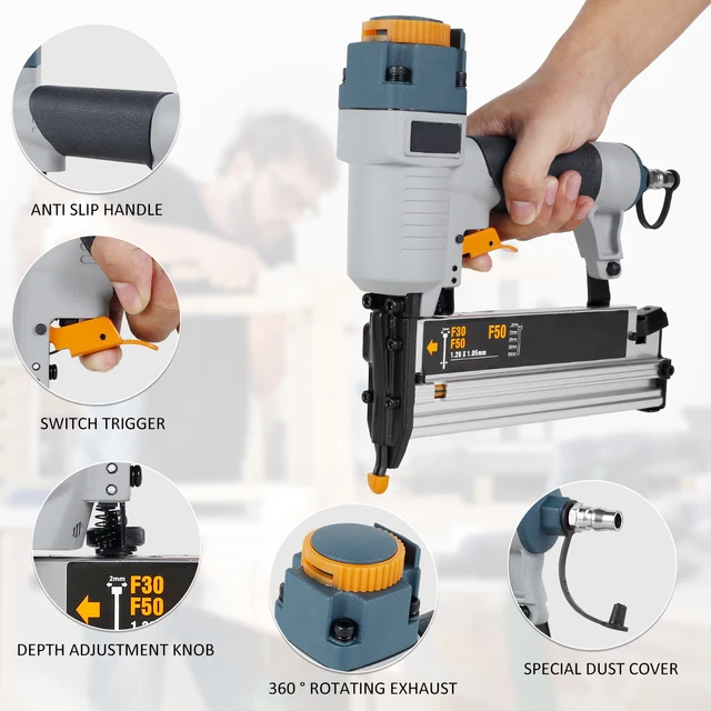 Air Nailer Carpenter Nail Gun DIY Furniture Construction Stapler ...