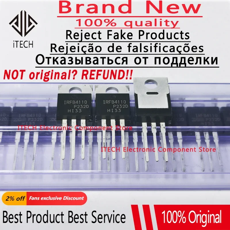 10pcs/lot Original IRFB4110 IRFB4110PBF TO-220 100V 180A MOSFET ...