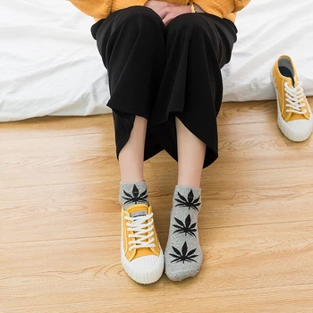 Fashion Men Socks Cotton Weed Colorful Women Soft Breathable Short ...