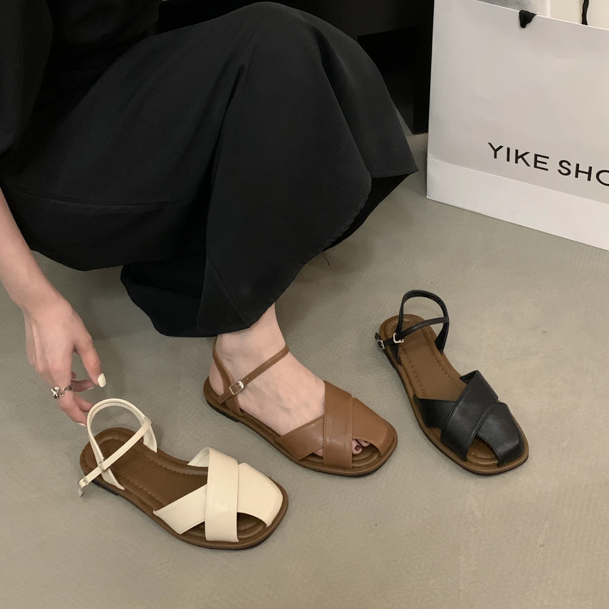 French-Sle-Flat-Toe-Box-Sandals-Women-s-Shoes-2023-New-Arrival-Summer ...