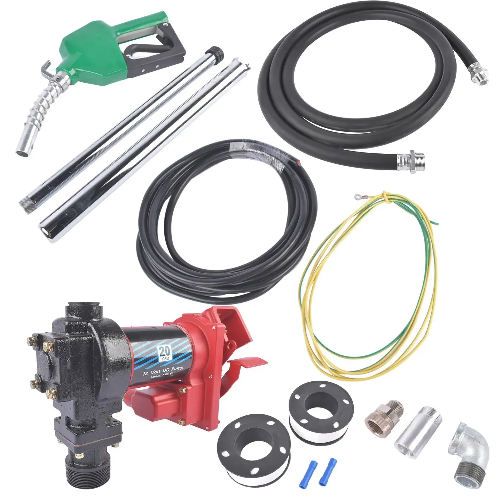 AP03 12 Volt Fuel Transfer Pump w/Automatic Nozzle 20 GPM High Flow DC ...