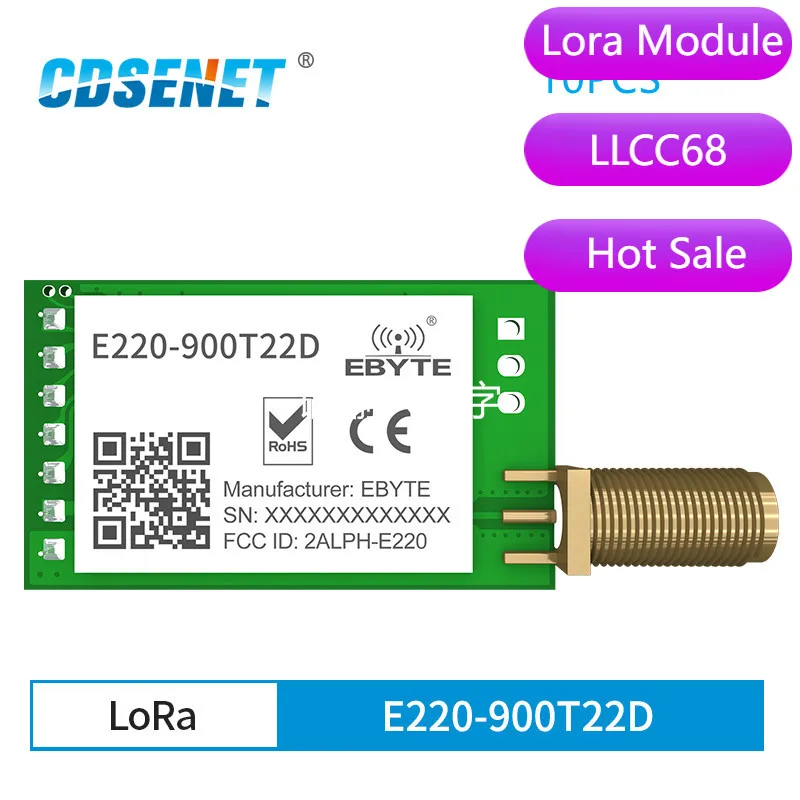 4pcs/lot Llcc68 Lora 868mhz 915mhz Wireless Module 22dbm Long Range 5km ...